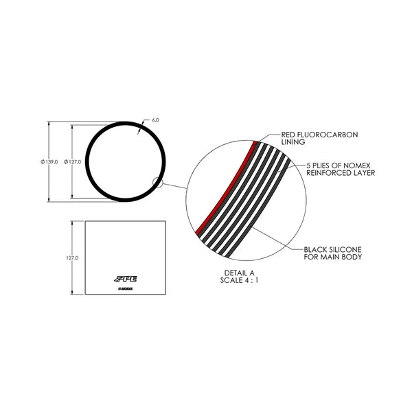 5.0" ID x 5" L Performance Silicone for Custom Applications (515505005 ...